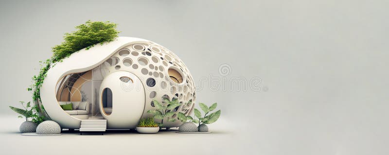 Eco Friendly Homes of the Future on White Background. Stock ...