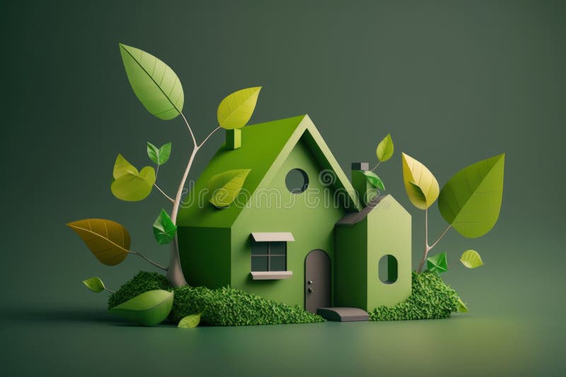 Eco Friendly House with Green Environmental Background. Generative Ai ...