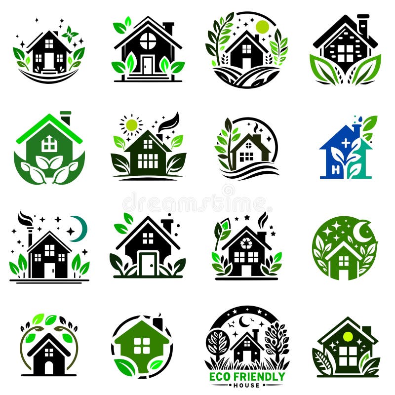 Eco Friendly House Logo Illustration on White Background Eps Vector ...