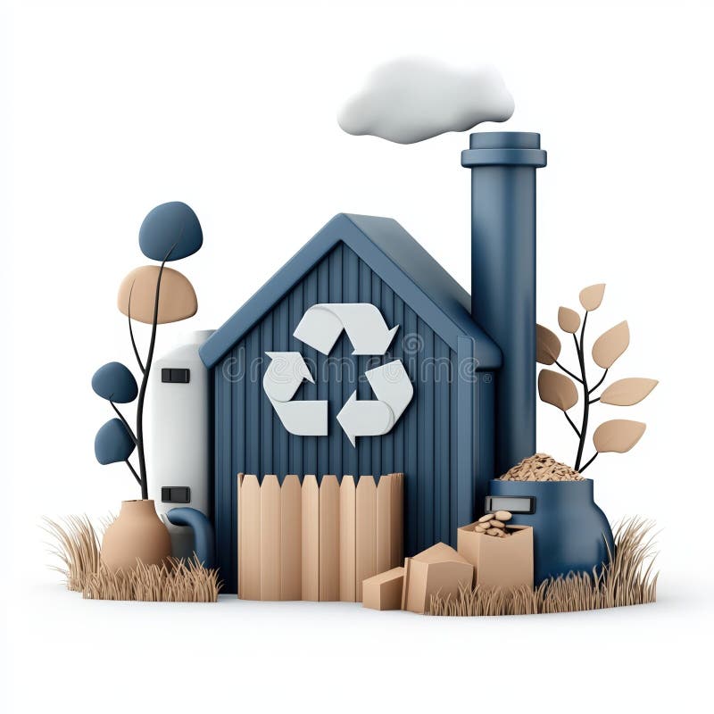 Ecofriendly House with Recycling Symbols Stock Illustration ...