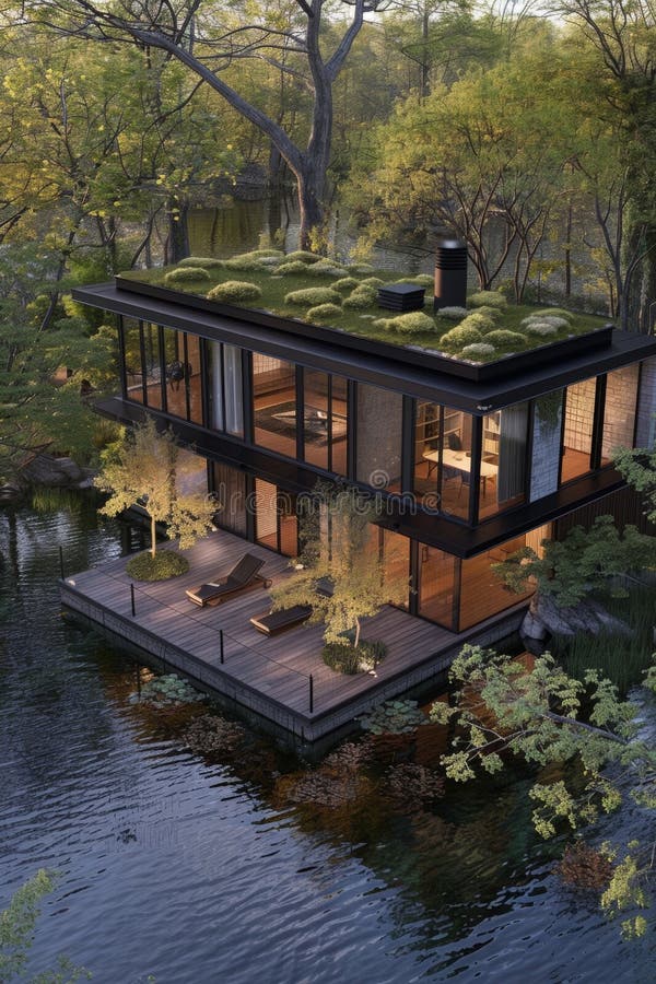 Eco-friendly House with a Rooftop Garden Set in a Tranquil Lakeside ...