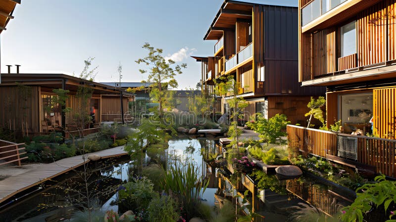 Eco-Friendly Housing Developments Stock Illustration - Illustration of ...