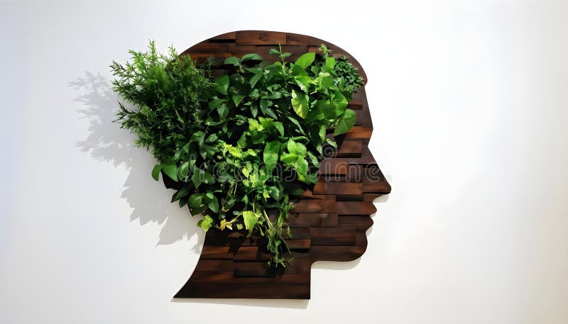 Eco Friendly Human Head Silhouette with Lush Greenery, Symbolizing ...