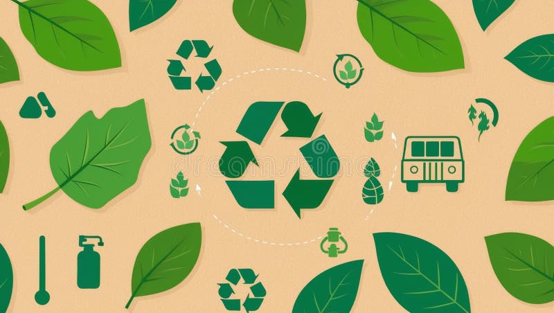 Eco-friendly Icons and Leaves Pattern: Sustainability Concept ...