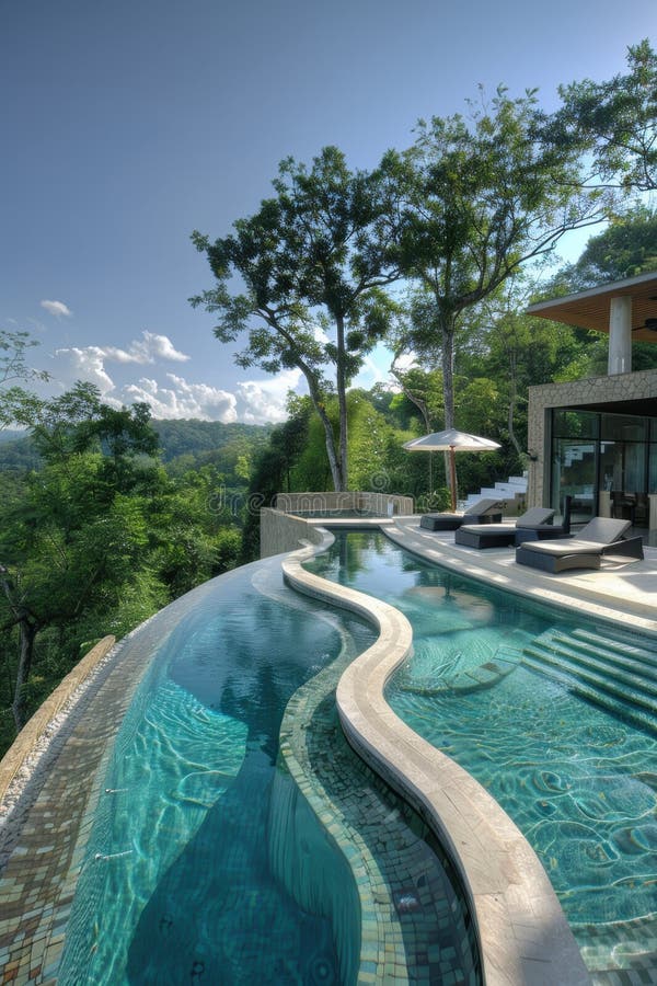 Eco-Friendly Infinity Pool Overlooking Serene Forest Landscape for ...