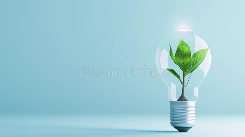 Eco-friendly Innovation Concept with a Green Plant Inside a Light Bulb ...
