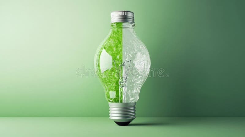 Eco-friendly Innovation Concept with Half Green Lightbulb on Gradient ...