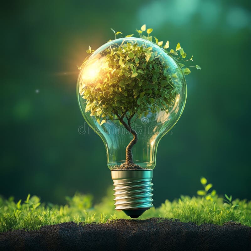 Eco-friendly Innovation: Tree Growing Inside Light Bulb in Nature ...