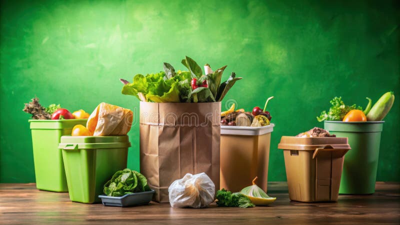 Eco-friendly Kitchen Waste Recycling with Various Containers and Paper ...