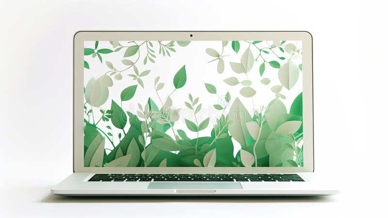 Eco-friendly Laptop Isolated on White Stock Illustration - Illustration ...