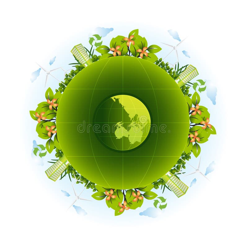 Eco Friendly with Leaves for Save Ecology Concept. Stock Vector ...