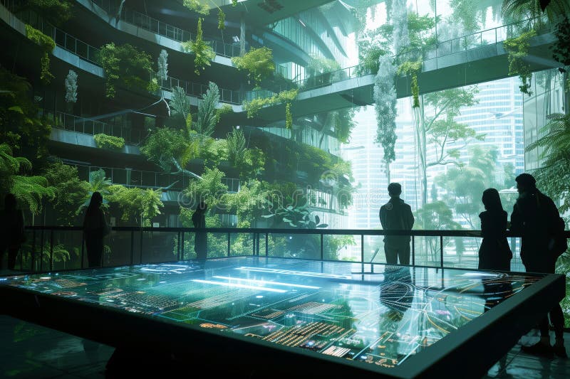 Eco-friendly Library Interior that Blends Nature. Stock Illustration ...