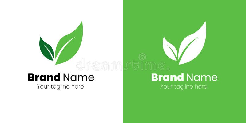 Eco-Friendly Logo Design with Two Leaves. Organic Leaf Logo Design ...