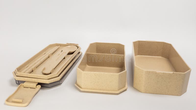 Eco-friendly Lunch Box Set with Utensils and Compartments on White ...