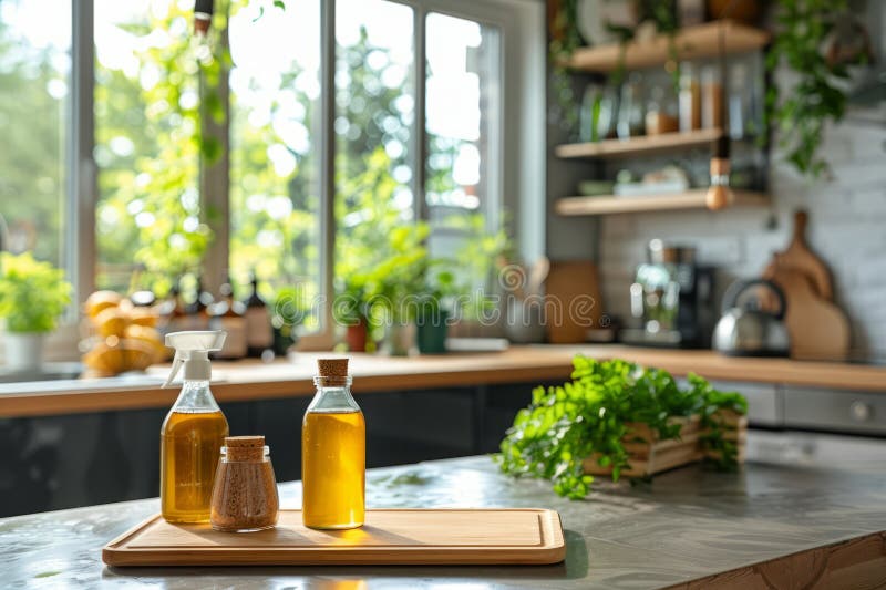 Eco Friendly Natural Cleaning Products. Kitchen Interior in the ...