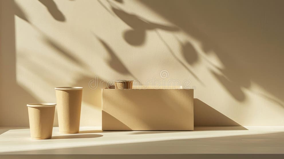 Eco-friendly Packaging Concept with Recycled Paper Cups and Box in ...