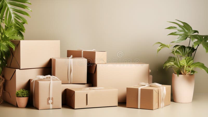 Eco-friendly Packaging in a Neutral Shade without Labels on Dark Sand ...