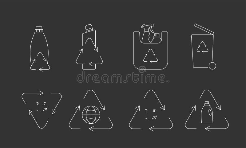 Recycle Cleaning Bottle and Garbage Recycling Icon Concept of Waste ...