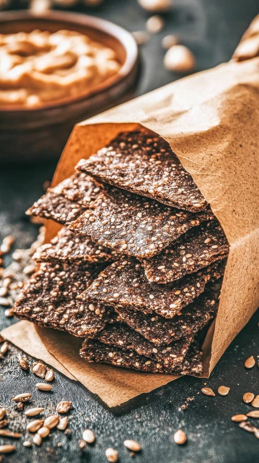 Eco Friendly Paper Bag Filled with Healthy Quinoa and Seed Crackers for ...