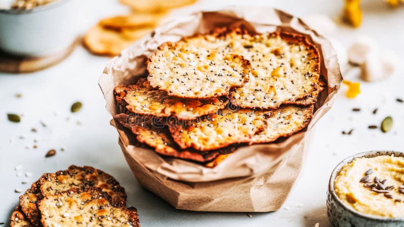 Eco Friendly Paper Bag with Savory Seed Crackers for Gourmet Snack Time ...