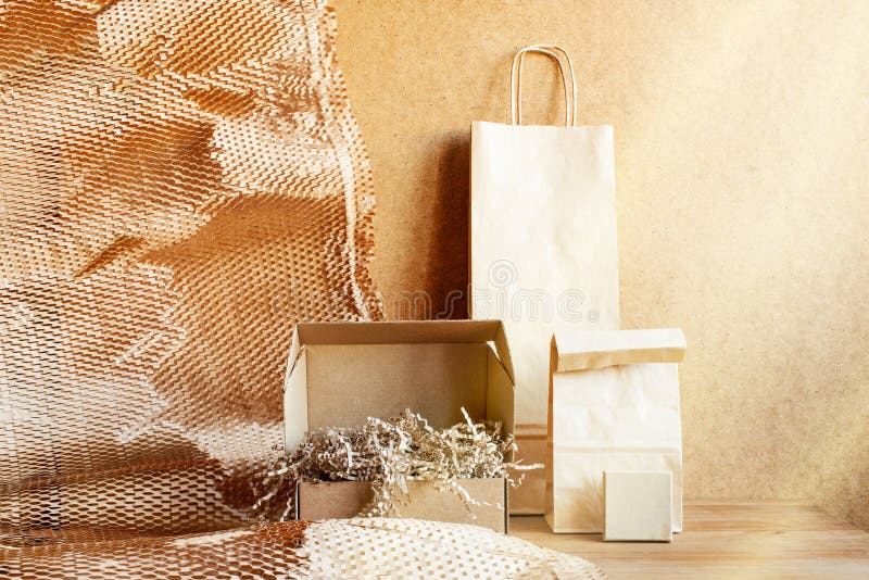 Eco Friendly Paper Packaging, Concept of Waste Recycling Stock Photo ...