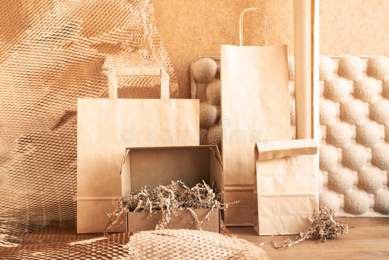 Eco Friendly Paper Packaging, Concept of Waste Recycling Stock Photo ...