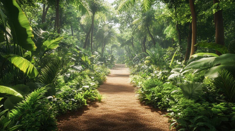 Eco-Friendly Path, a 3D Rendering of a Path through a Lush Forest ...