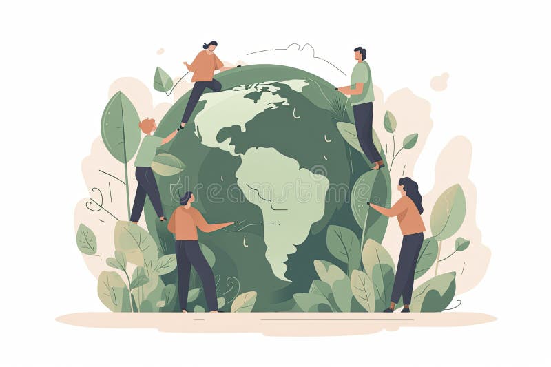 Eco-friendly People with Earth Globe, Saving Planet, Protecting and ... Eco-friendly People with Earth Globe, Saving Planet, Protecting and ...