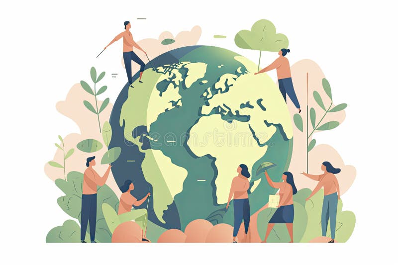 Eco-friendly People with Earth Globe, Saving Planet, Protecting and ... Eco-friendly People with Earth Globe, Saving Planet, Protecting and ...