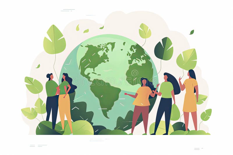 Eco-friendly People with Earth Globe, Saving Planet, Protecting and ...