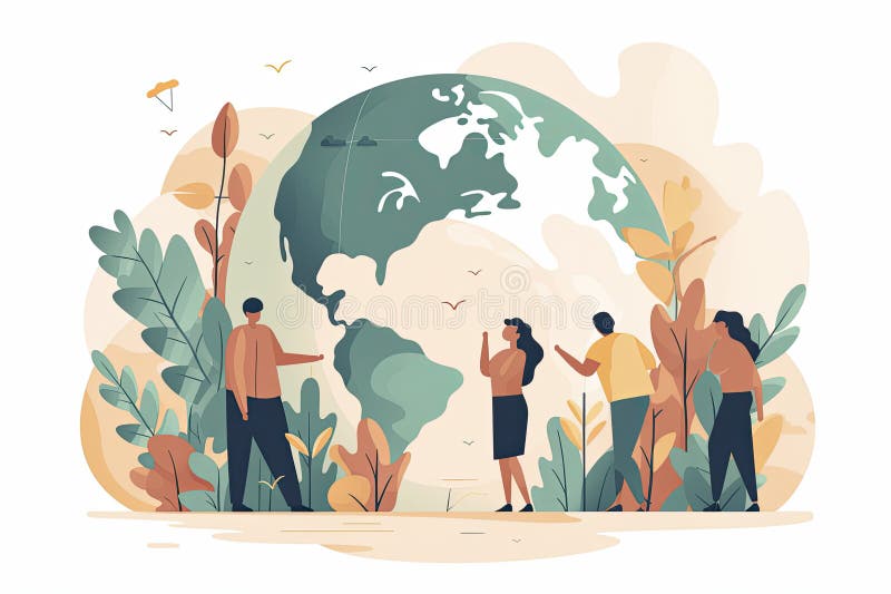 Eco-friendly People with Earth Globe, Saving Planet, Protecting and ...