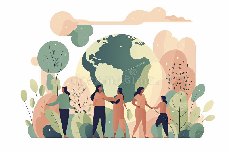 Eco-friendly People with Earth Globe, Saving Planet, Protecting and ...