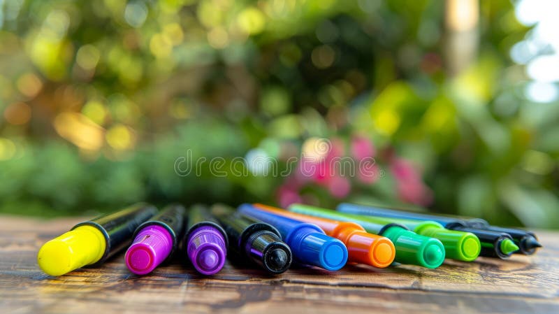 Eco-Friendly Permanent Markers for Green Schools Stock Image - Image of ...