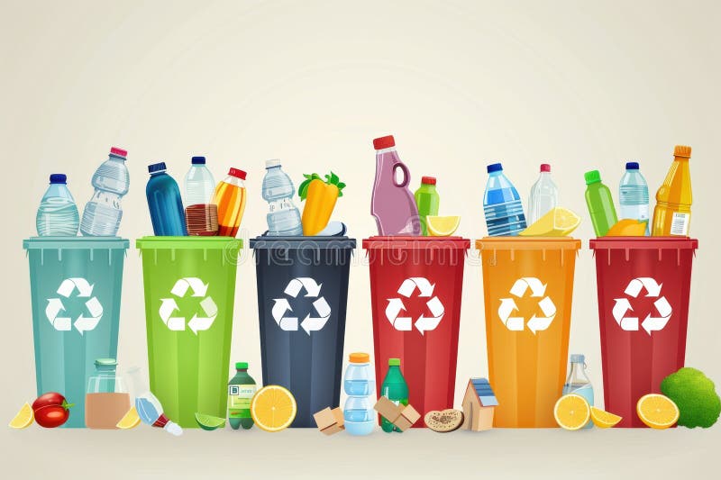 Eco-friendly Picture of Waste Sorting Concept, Bins for Recycling Stock ...