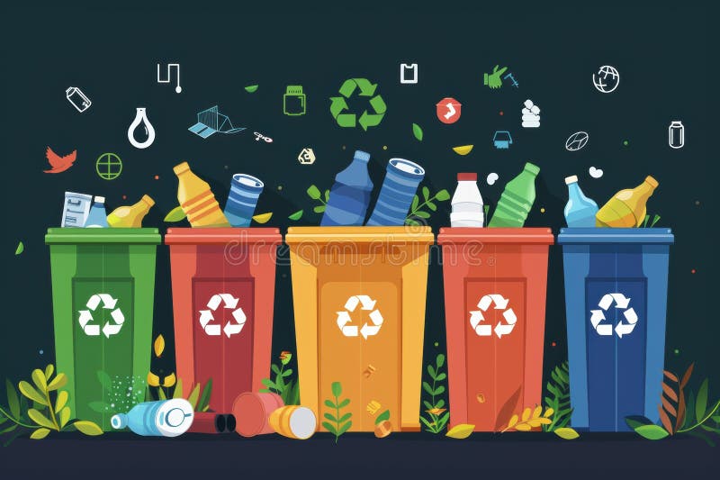 Eco-friendly Picture of Waste Sorting Concept, Bins for Recycling Stock ...