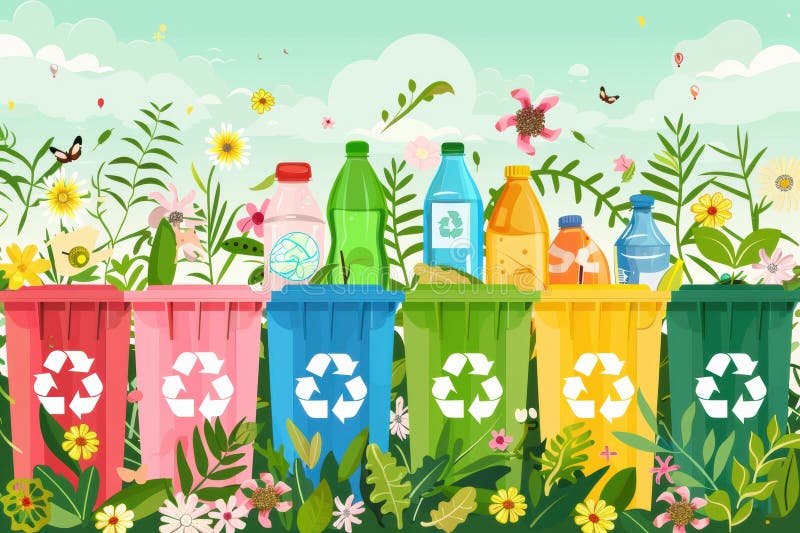 Eco-friendly Picture of Waste Sorting Concept, Bins for Recycling Stock ...