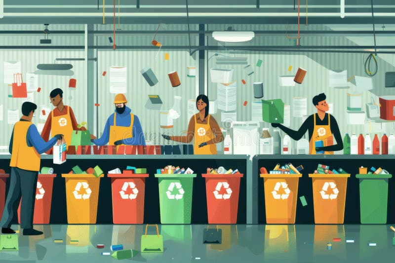 Eco-friendly Picture of Waste Sorting Concept, Bins for Recycling Stock ...