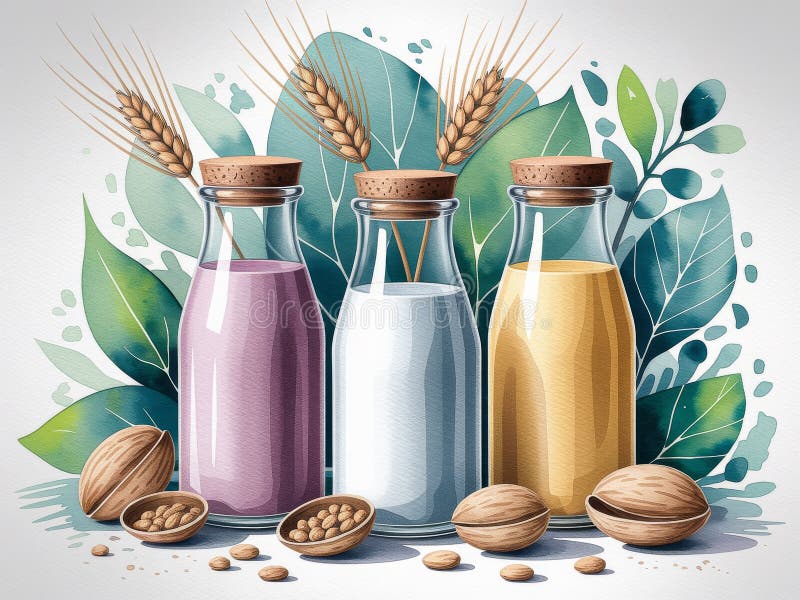 Friendly Plant Based Milk Varieties Stock Illustrations – 5 Friendly ...