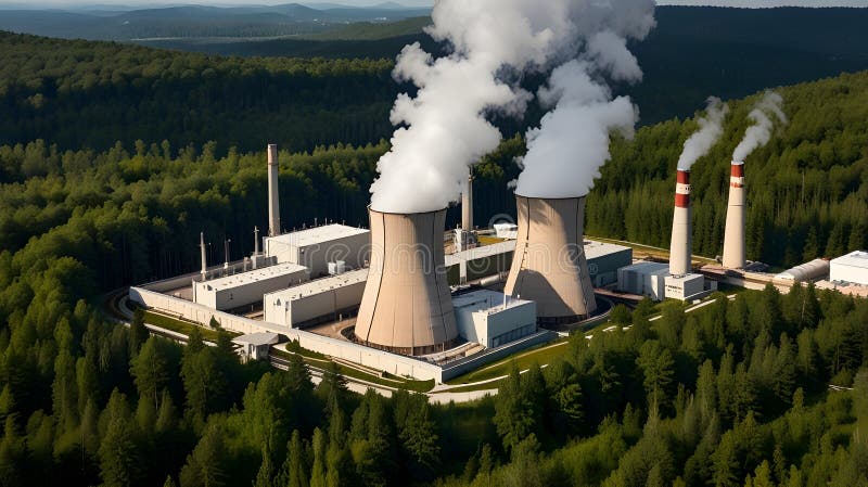 Eco-friendly Power Plant Blending into Nature Stock Illustration ...