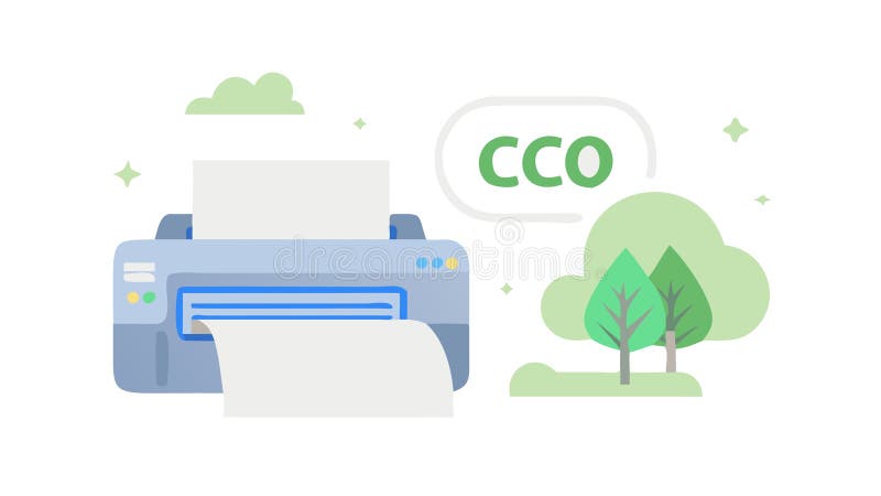 Eco-Friendly Printer in Sustainable Office Environment, Vector Design ...