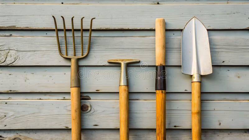Eco-Friendly Products Garden Tools on Wooden Wall, Showcasing Eco ...