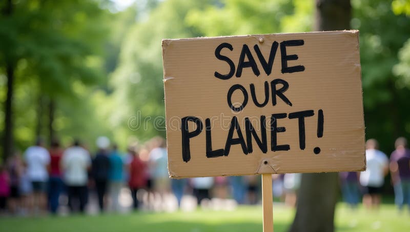 Eco Friendly Protest Sign in Park Setting Stock Illustration ...