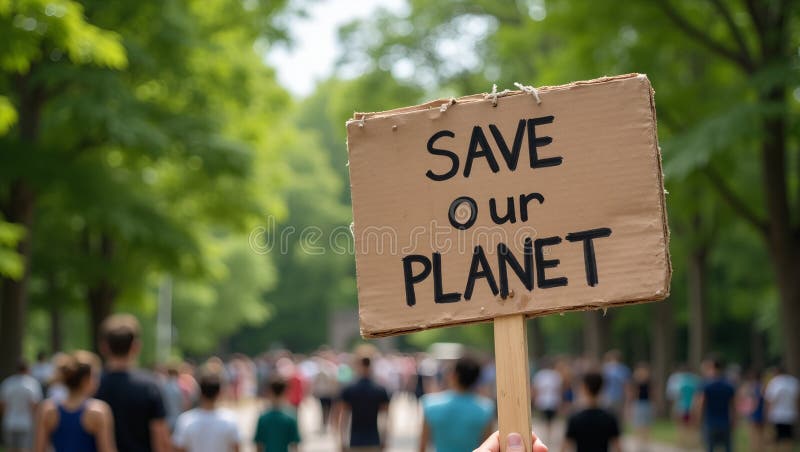 Eco Friendly Protest Sign in Park Setting Stock Illustration ...