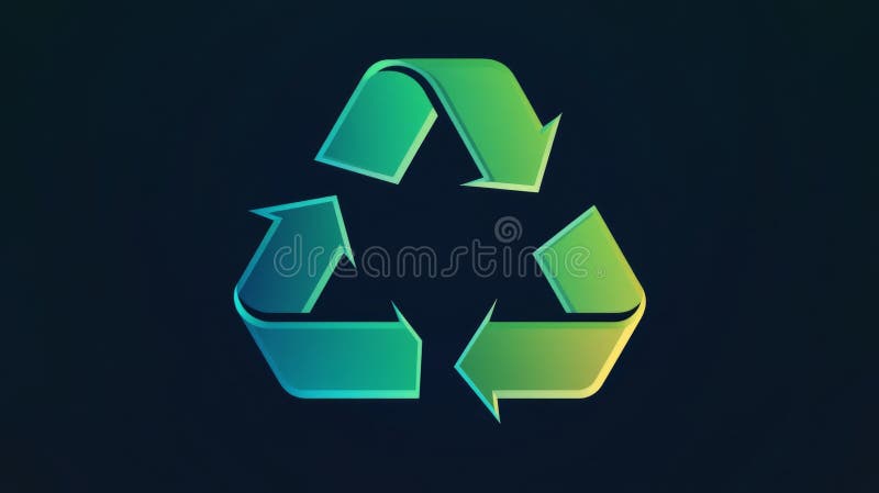 Eco-friendly Recycling Icon with Three Arrows in Gradient Green, Suitable for Signage Stock ...