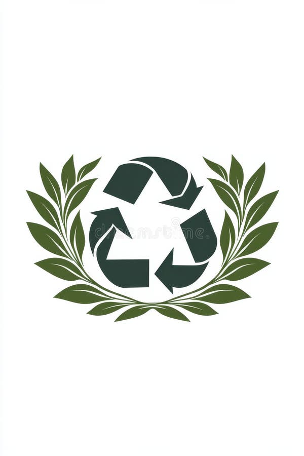 Eco-friendly Recycling Logo with Green Leaf Circle Design Stock ...