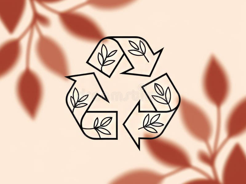 Eco-friendly Recycling Symbol with Leaf Motif on Soft Floral Background ...