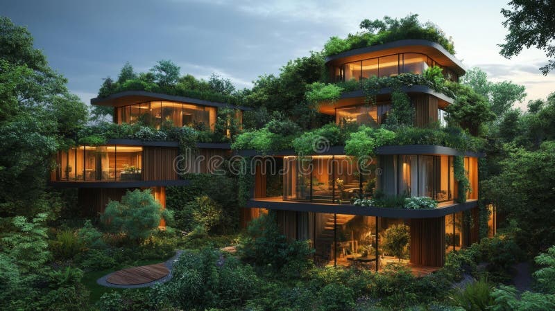 Eco-Friendly Residential Complex Surrounded by Lush Greenery and ...