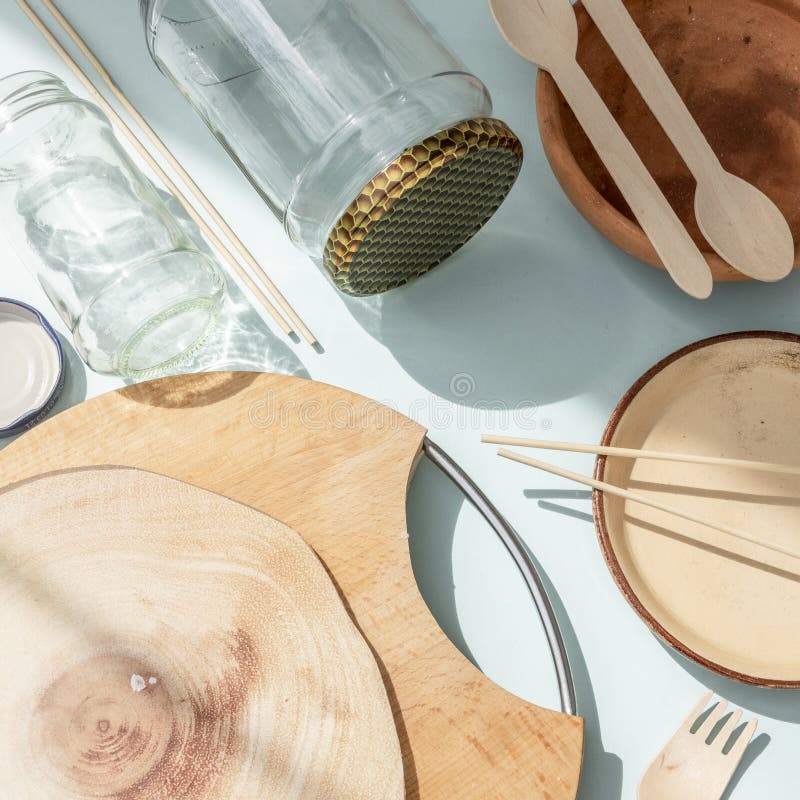 Eco Friendly Reusable Kitchen Utensils. Stock Image - Image of craft ...