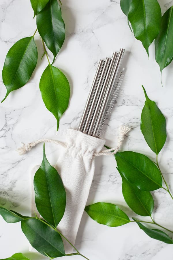 Eco-friendly Reusable Metal Drinking Straw. Zero Waste Concept Stock ...