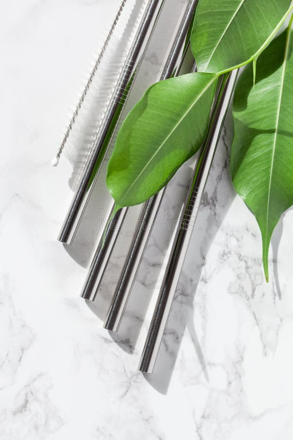 Eco-friendly Reusable Metal Drinking Straw. Zero Waste Concept Stock ...